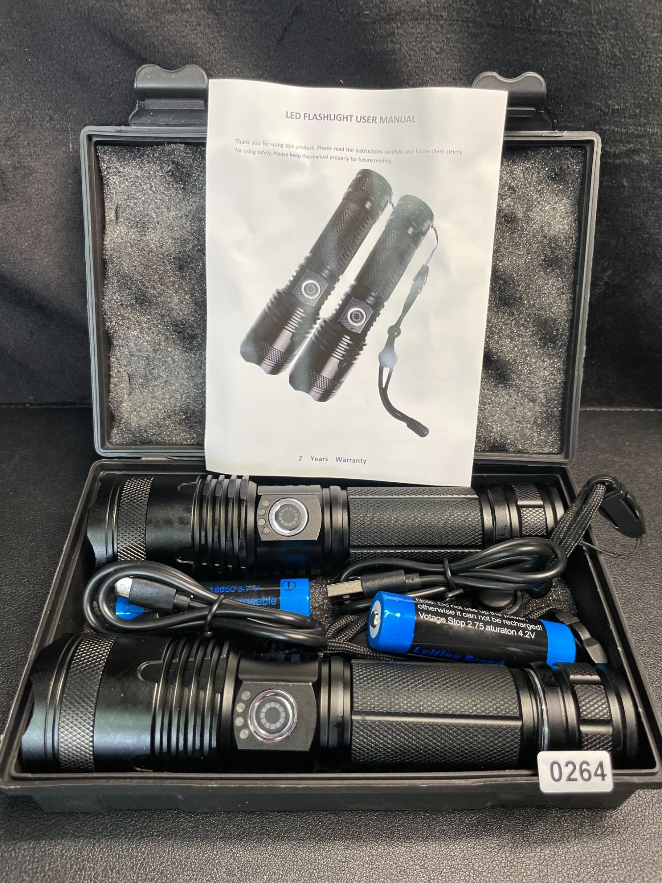 Lot of 2 PowerStyle LED Super Bright Rechargeable Tactical Flashlights ...