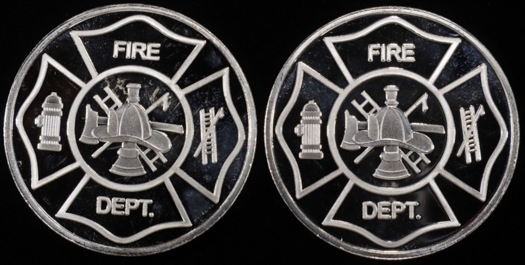 (2) 1 OZ .999 SILVER FIRE DEPARTMENT ROUNDS