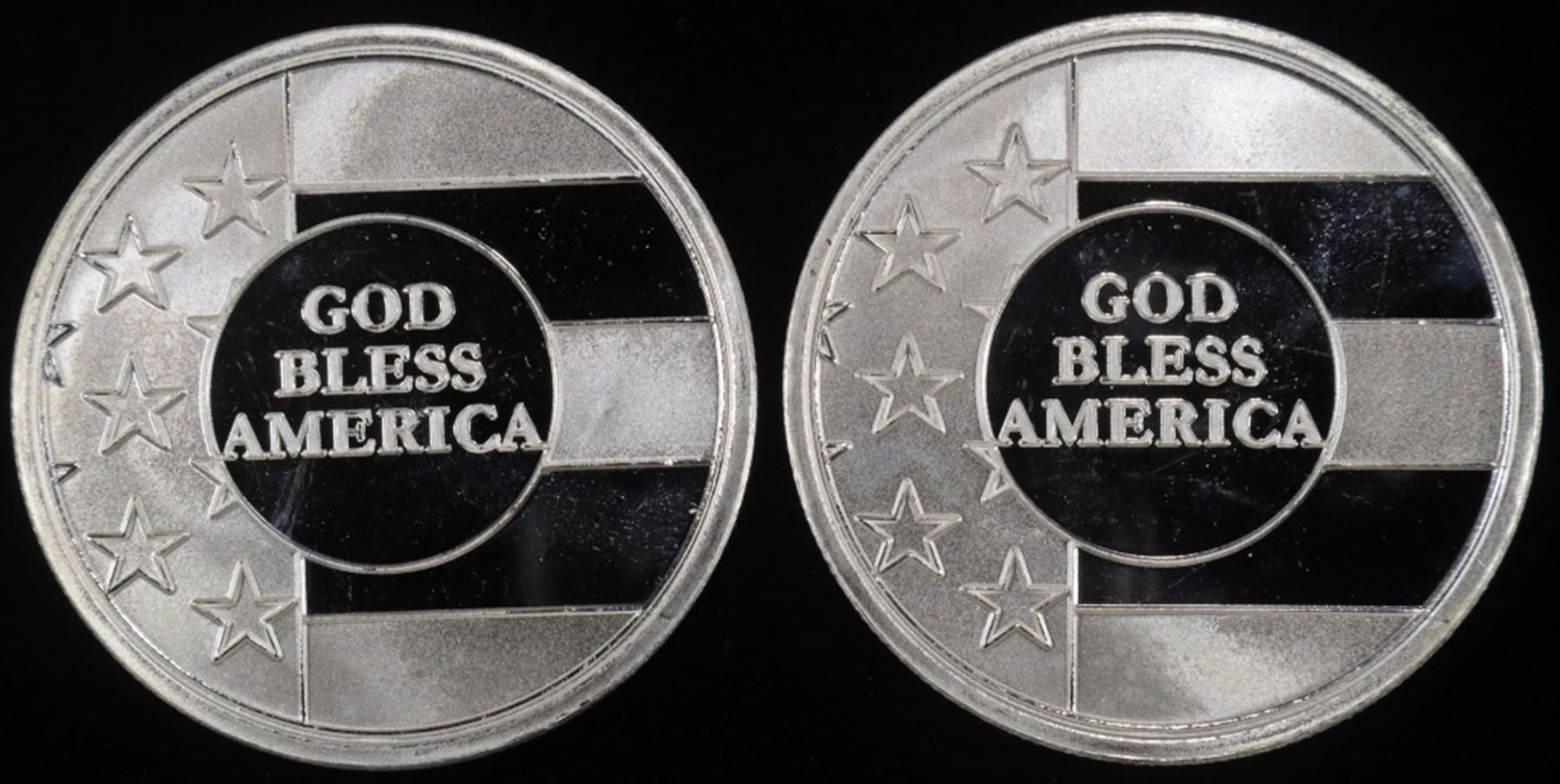 (2) 1 OZ .999 SILVER GOD BLESS AMERICA ROUNDS