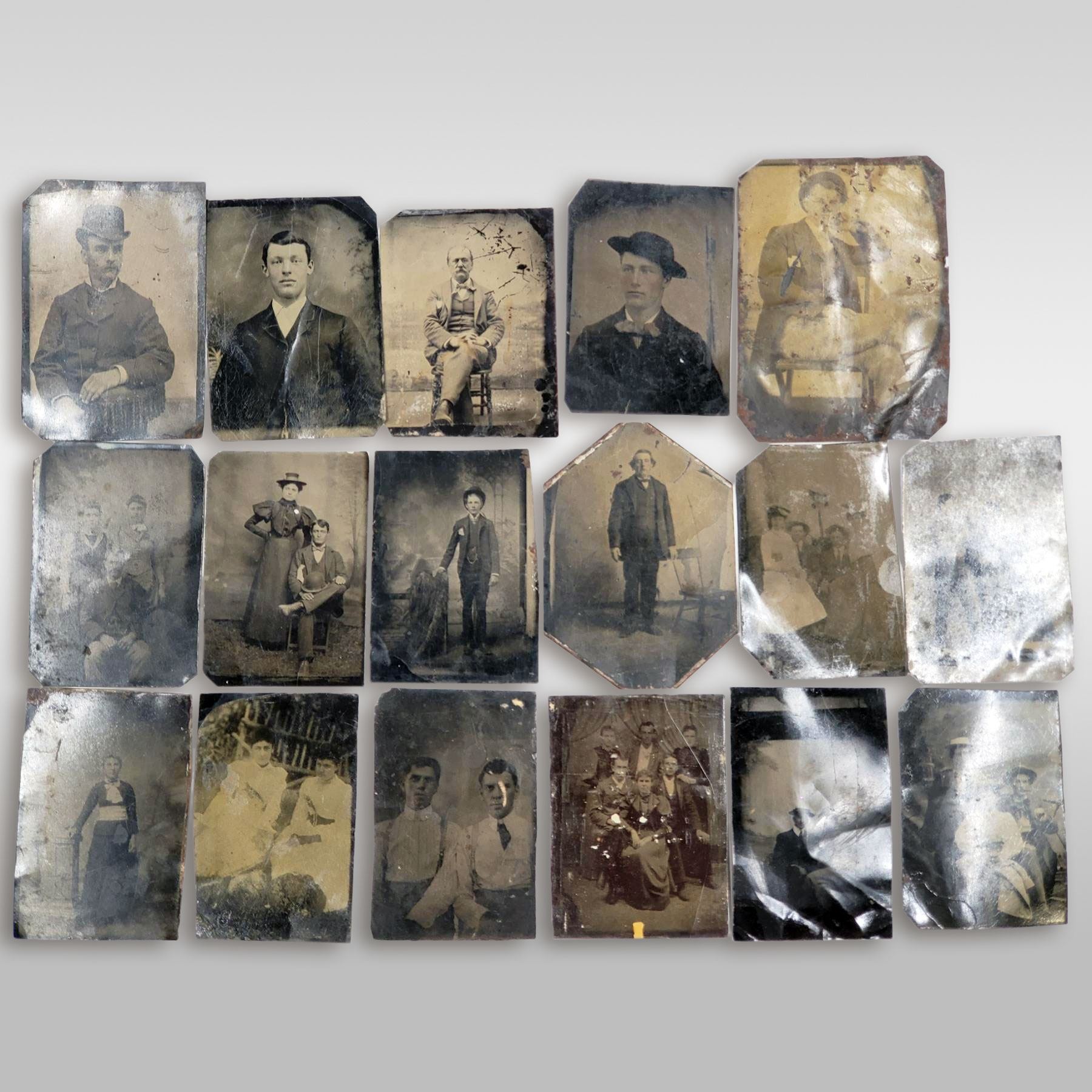 17 Antique Tintype Photographs