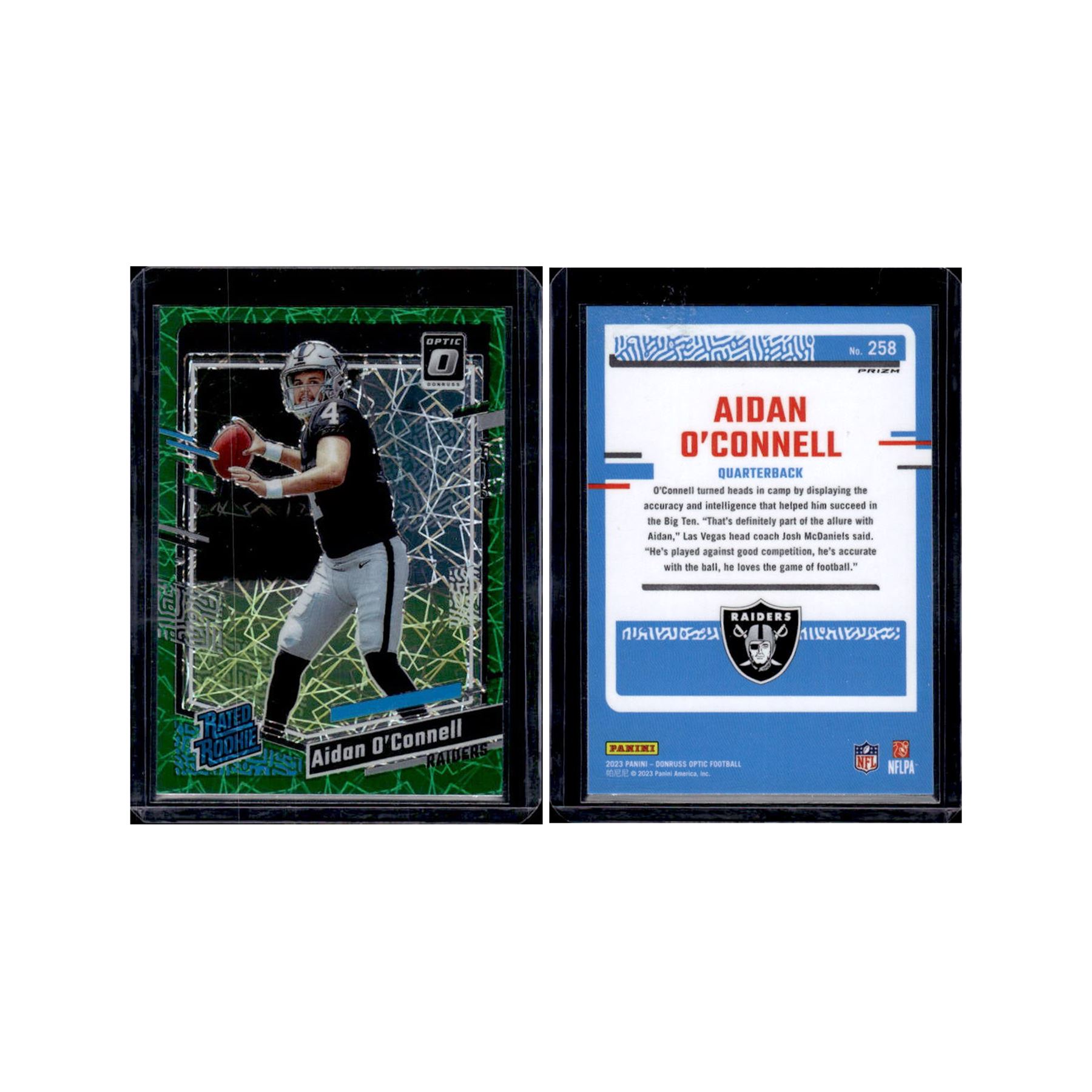 Aidan O'Connell 2023-'24 Donruss Optic Rated Rookie Green Velocity #258.