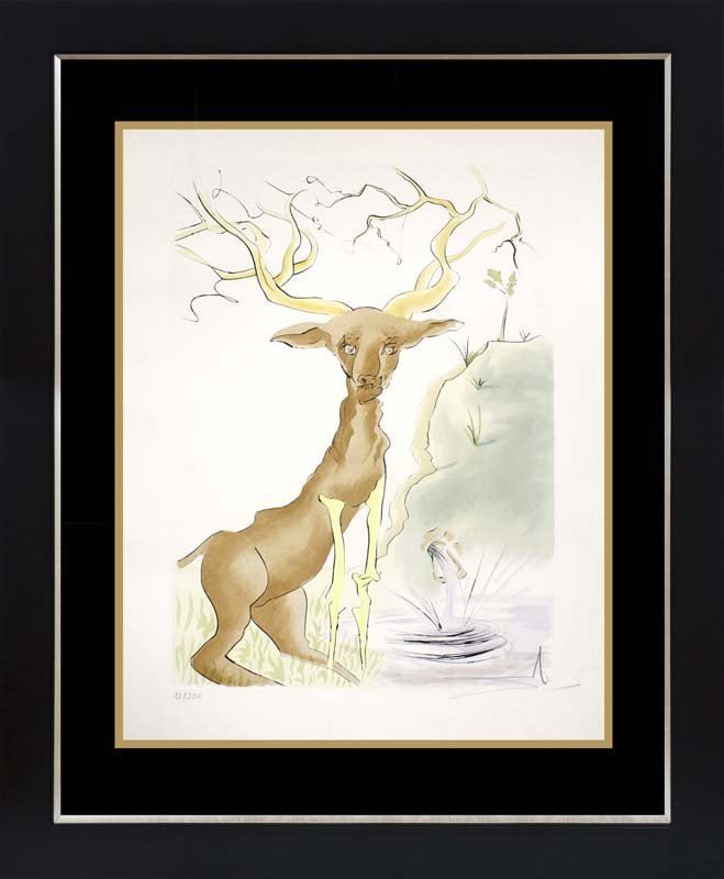 Salvador Dali The Deer Seeing Himself in the Water from Fables of ...