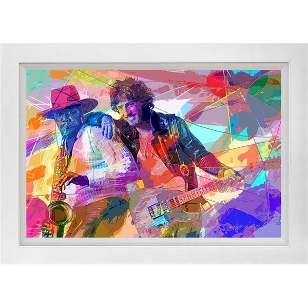 Bruce Springsteen And Clemons Hand Embellished On Canvas By David Lloyd