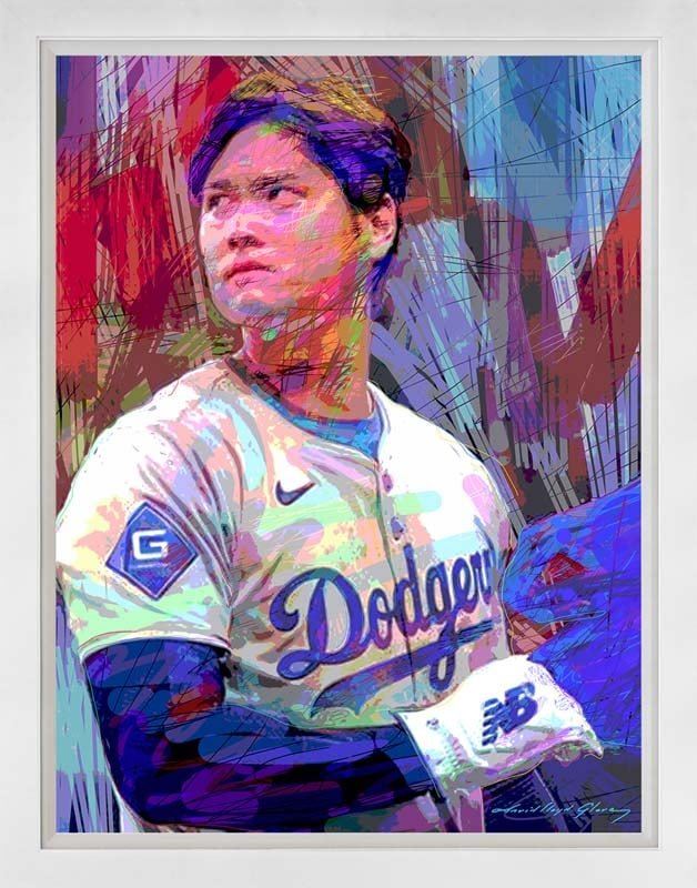 Shoei Ohtani Dodger Blue Original Mixed Media on canvas by David Lloyd ...