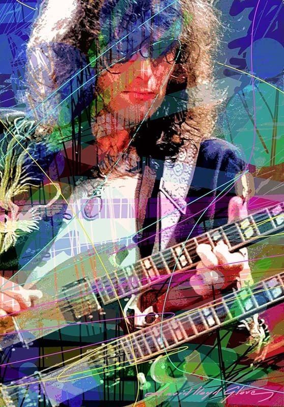 Jimmy Page Hand embellished canvas David Lloyd Glover Luxor