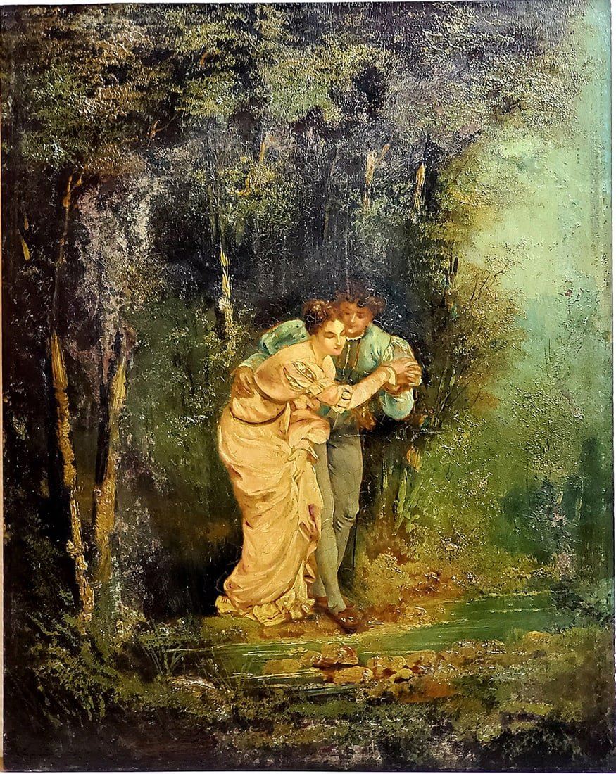 old painting romantic scene Emile Vernon. French 1872-1919. Artist ...