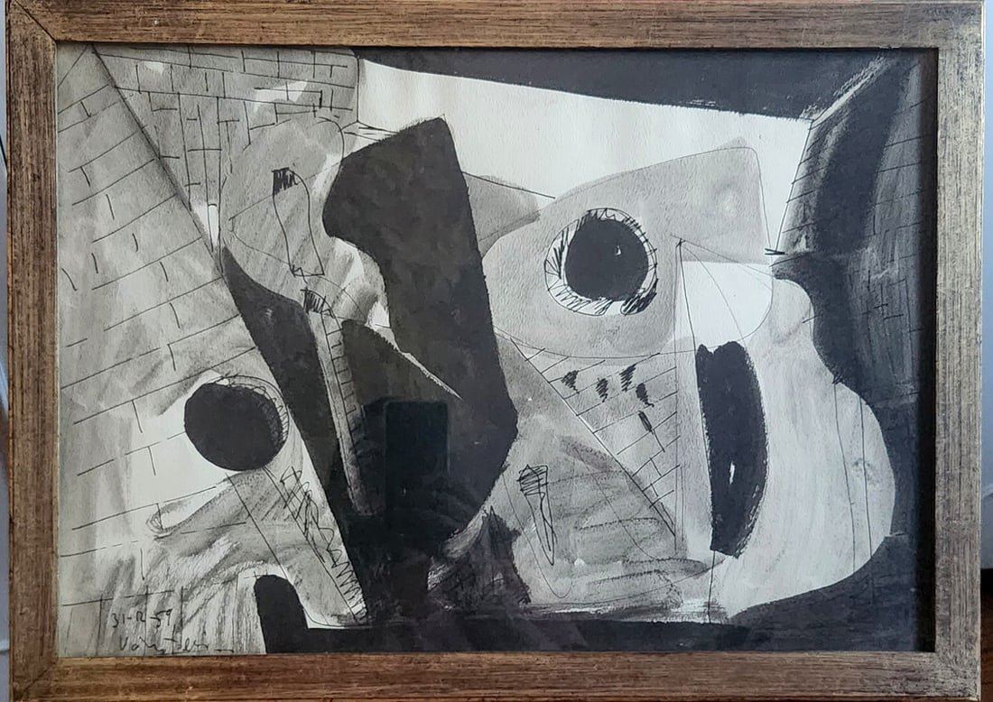 ALEJANDRO VAINSTEIN ARGENTINA SCHOOL INK COMPOSITION ABSTRACTION 1959 Luxor