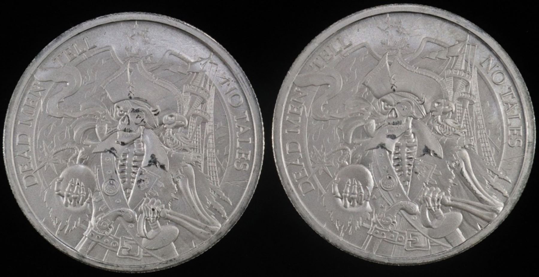 (2) 1 OZ .999 SILVER DEAD MEN TELL NO TALES ROUNDS