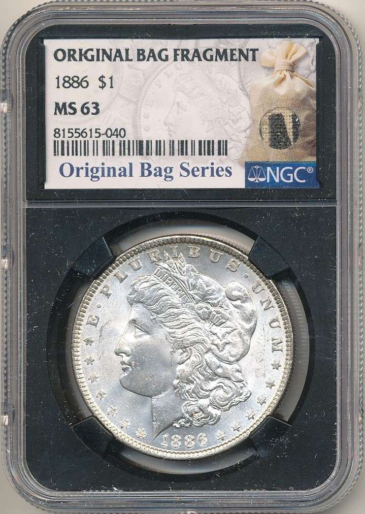 Rare 1887 Morgan Silver Dollar NGC MS63 "Original Bag Fragment"