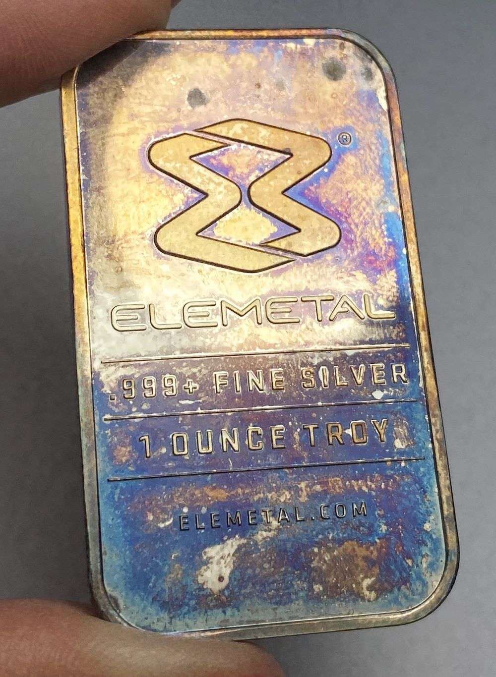 Rainbow Toned Elemetal 1 ozt .999 Silver Bar