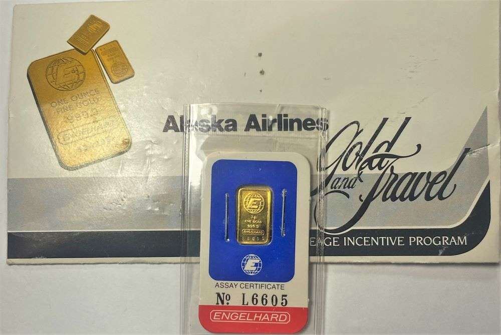 Vintage Alaska Airlines Engelhard 1g .9999 Gold Bar