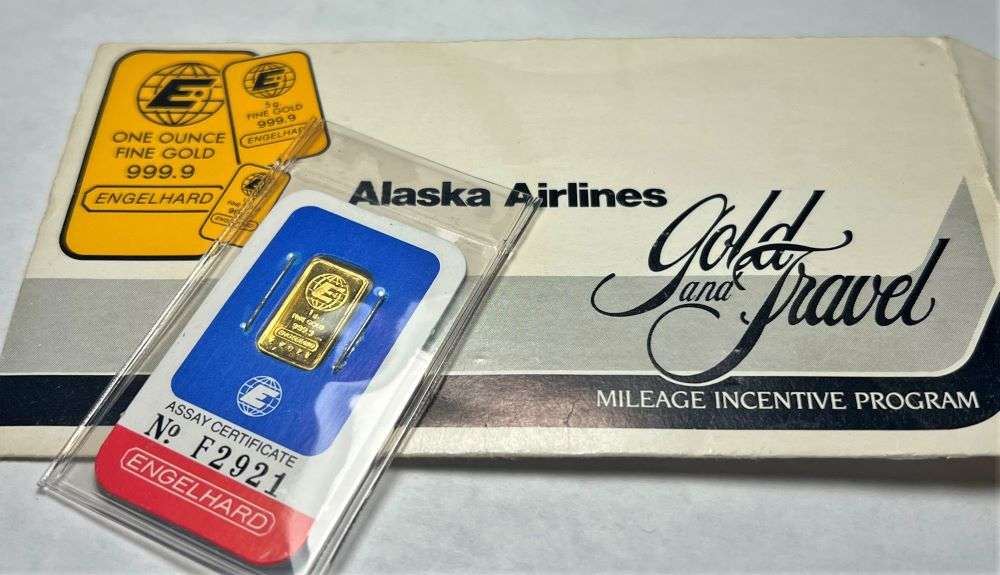 Vintage Alaska Airlines Engelhard 1g .9999 Gold Bar