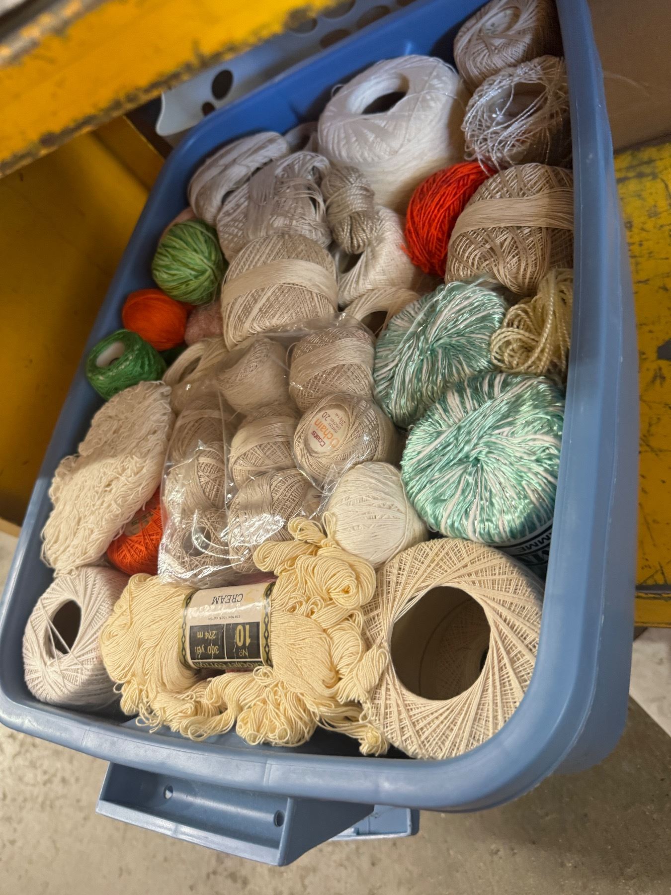 Bin of yarn