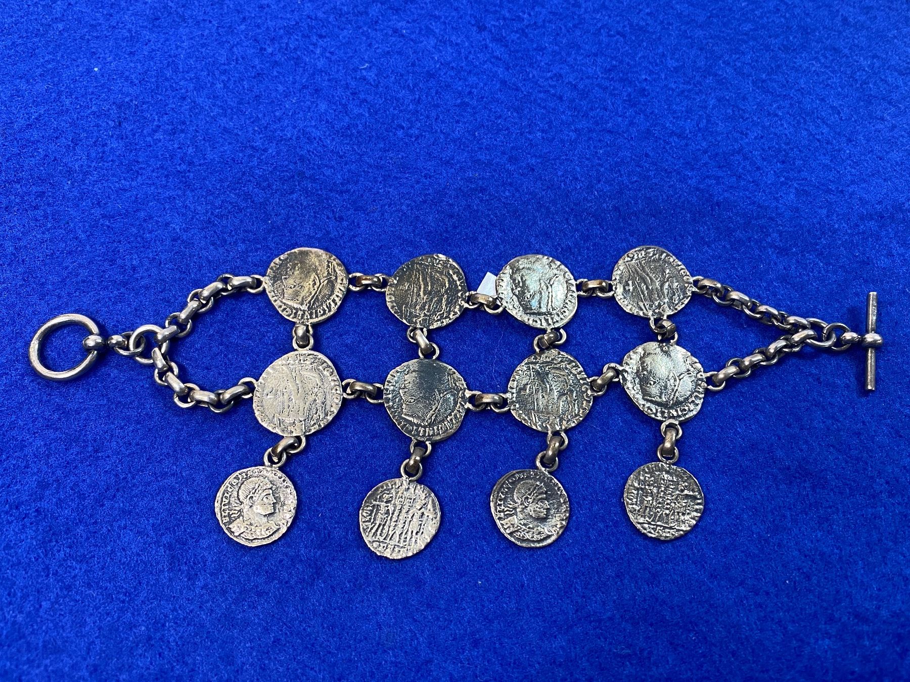 Vintage 925 Silver Coin Bracelet