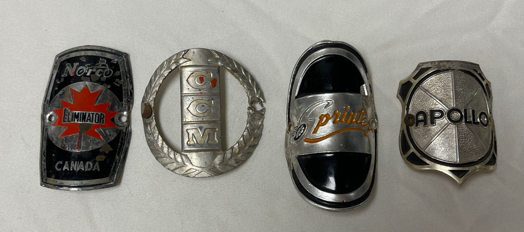 4 Vintage Bicycle Badges, Norco, Sprinter, Etc..