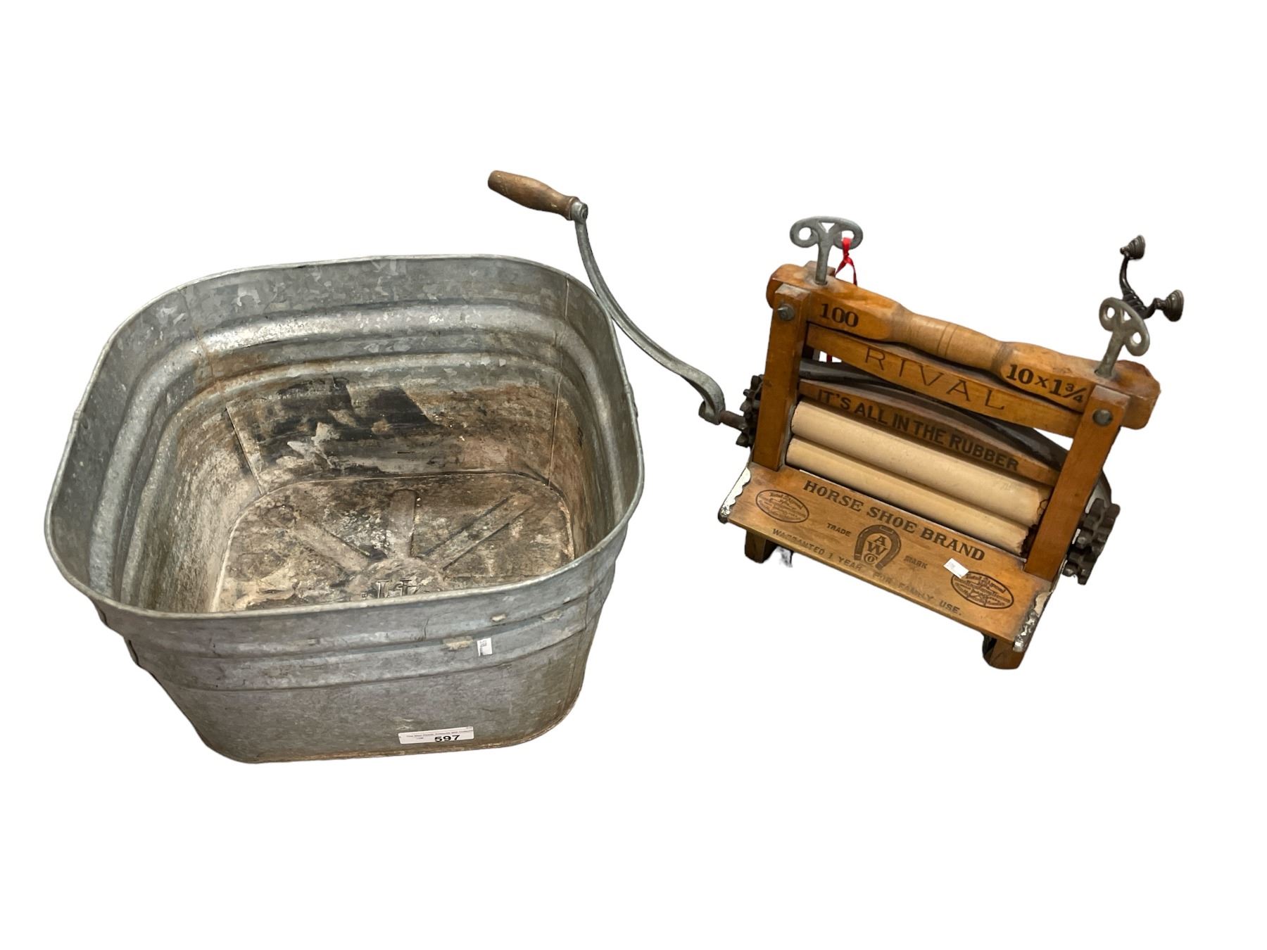 Vintage Rival Wash Ringer With Metal Wash Tub
