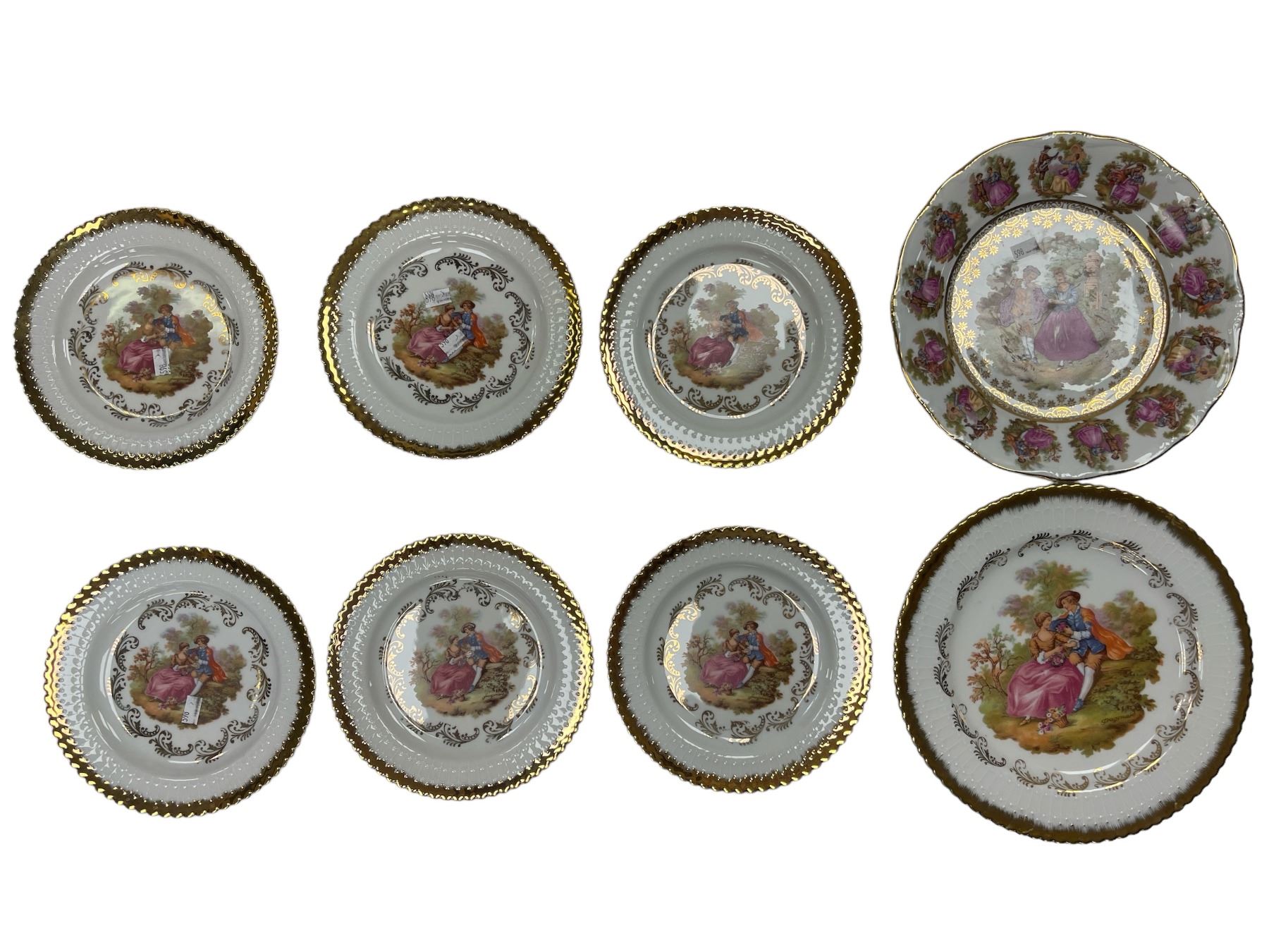 8 Vintage Scherzer Bavaria Germany Plates: 2 Different Sizes