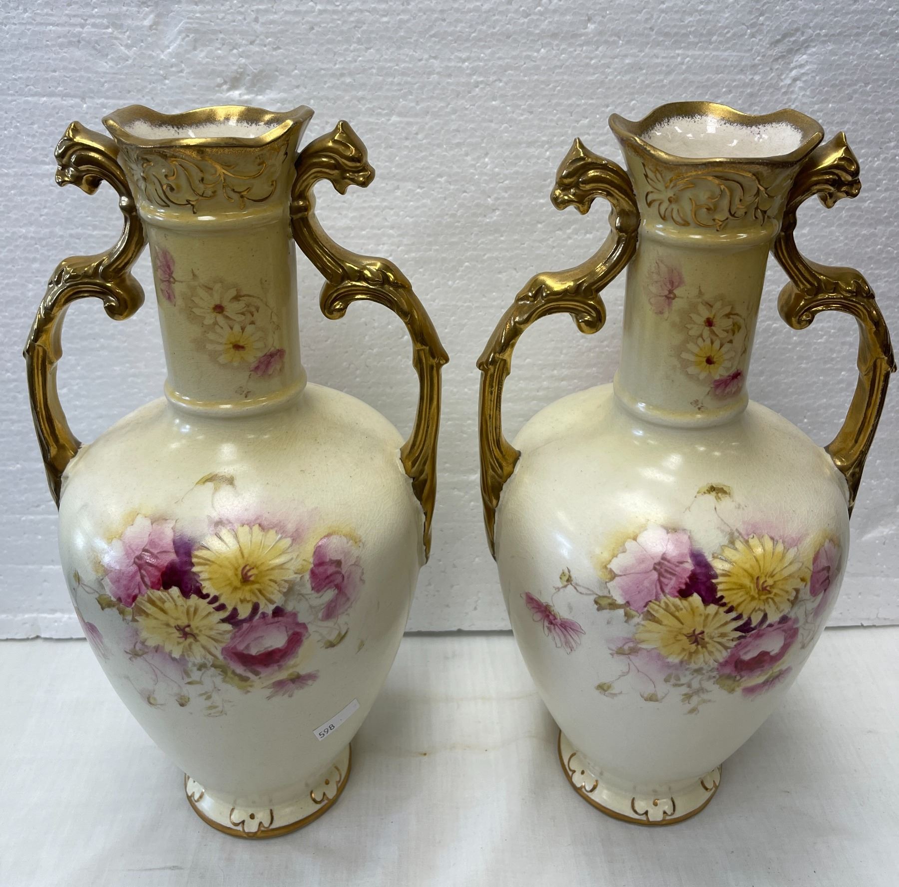 2 Vintage Royal Lorne Floral Vases