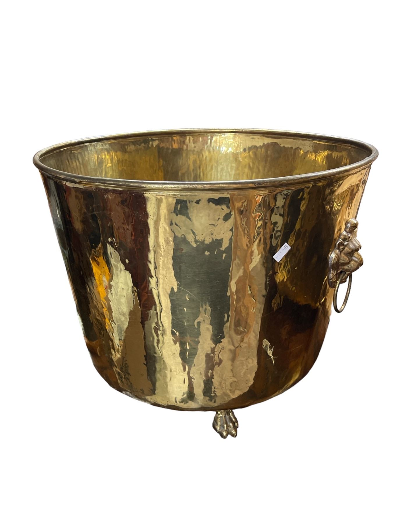 Large Brass Footed Planter With Lion Head Accents - Test Site
