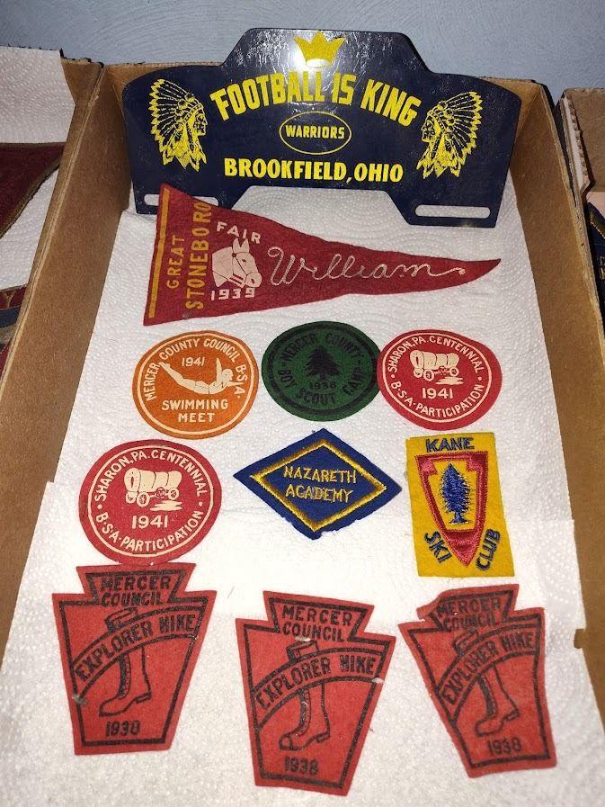 1930S STONEBORO FAIR MERCER CO SHARON PA FABRIC ITEMS BROOKFIELD METAL SIGN