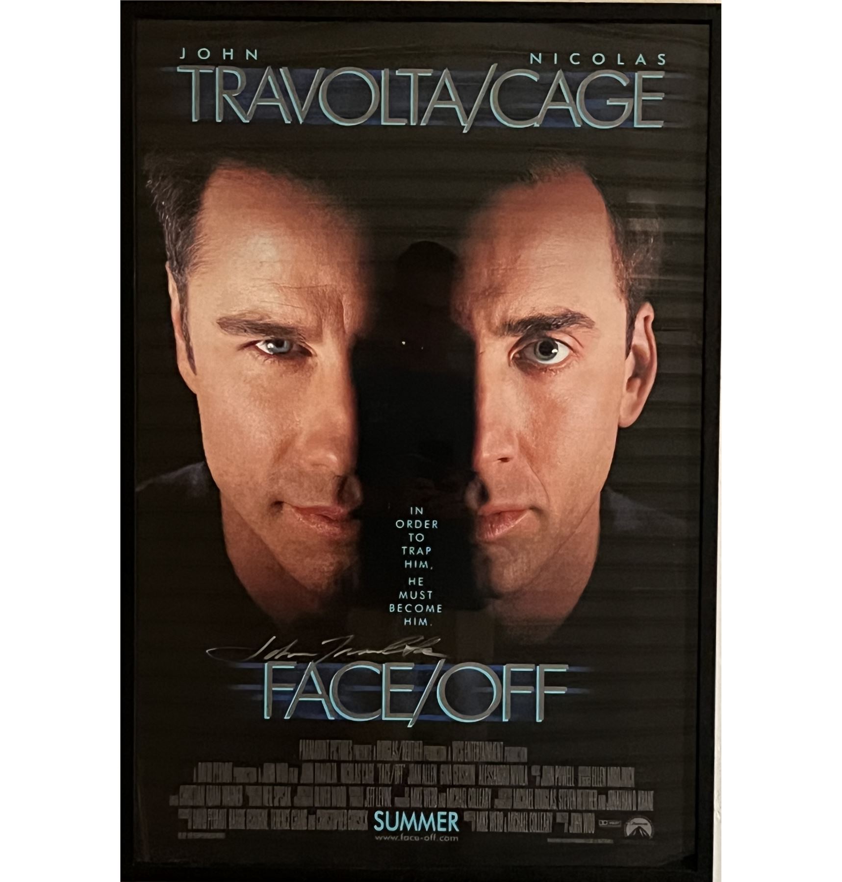 John Travolta signed Face/Off poster