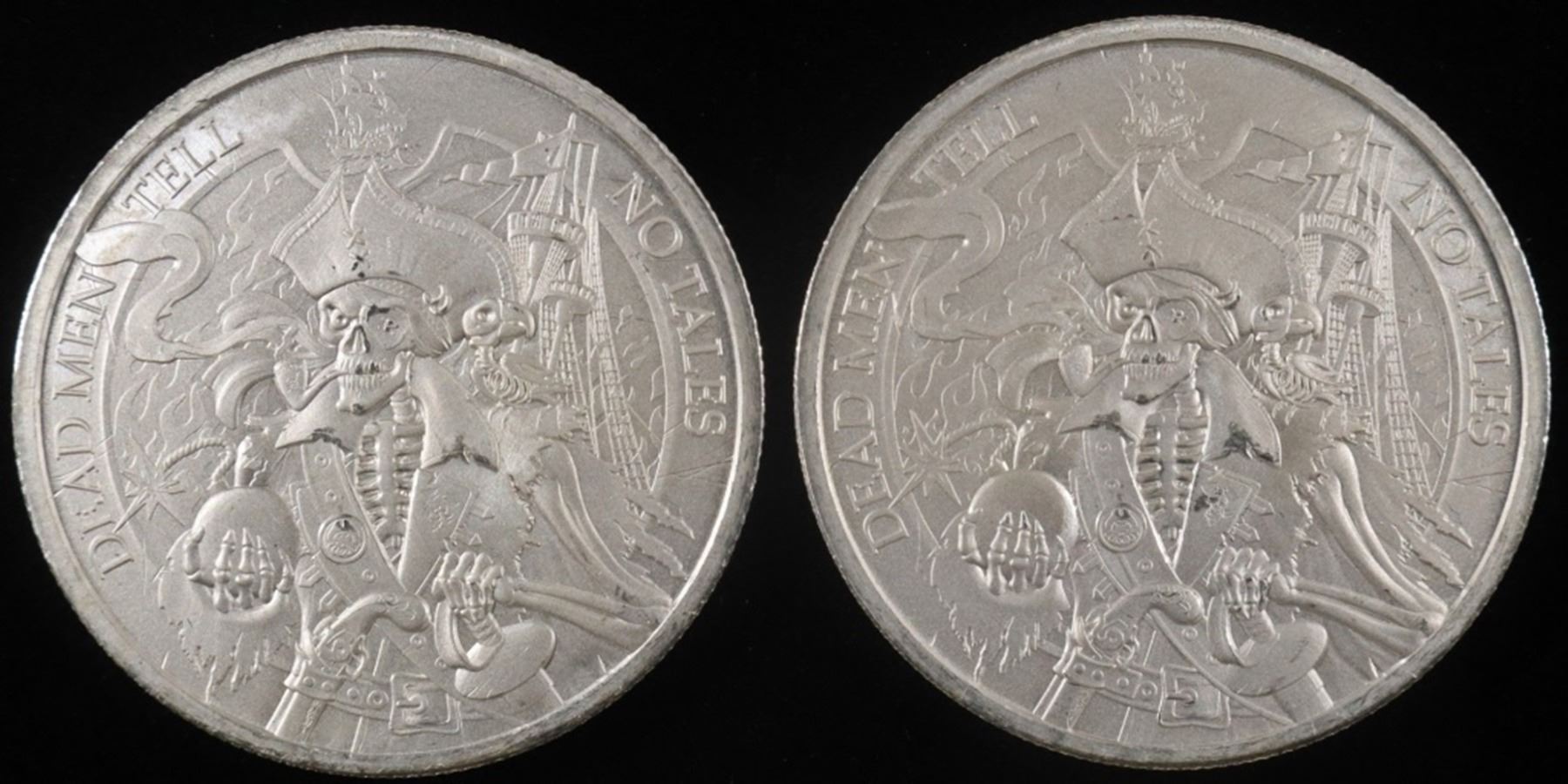 (2) 1 OZ .999 SILVER DEAD MEN TELL NO TALES ROUNDS