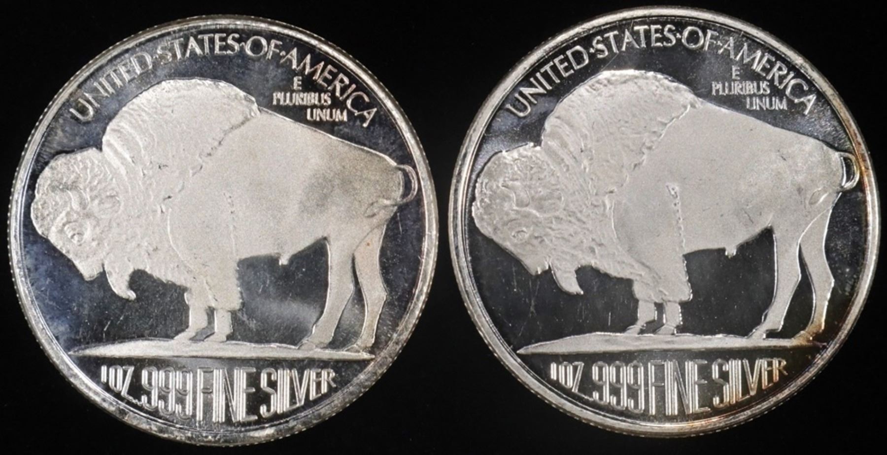 (2) 1 OZ .999 SILVER BUFFALO ROUNDS