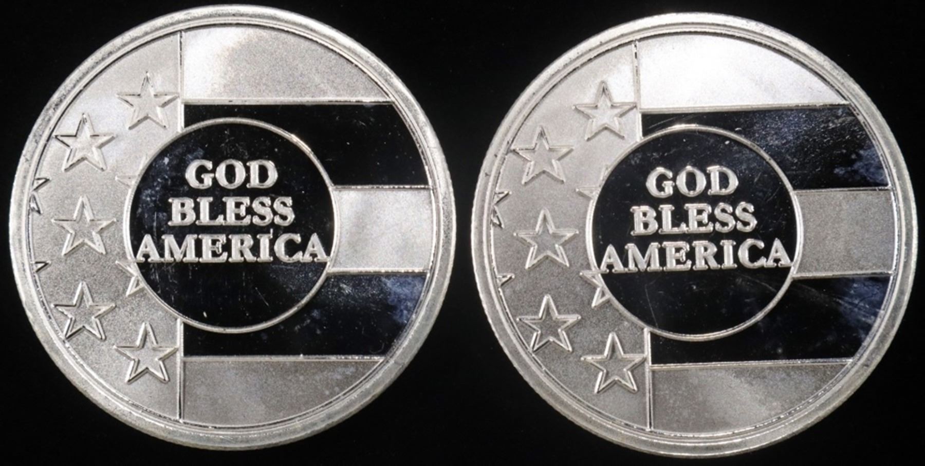 (2) 1 OZ .999 SILVER GOD BLESS AMERICA ROUNDS