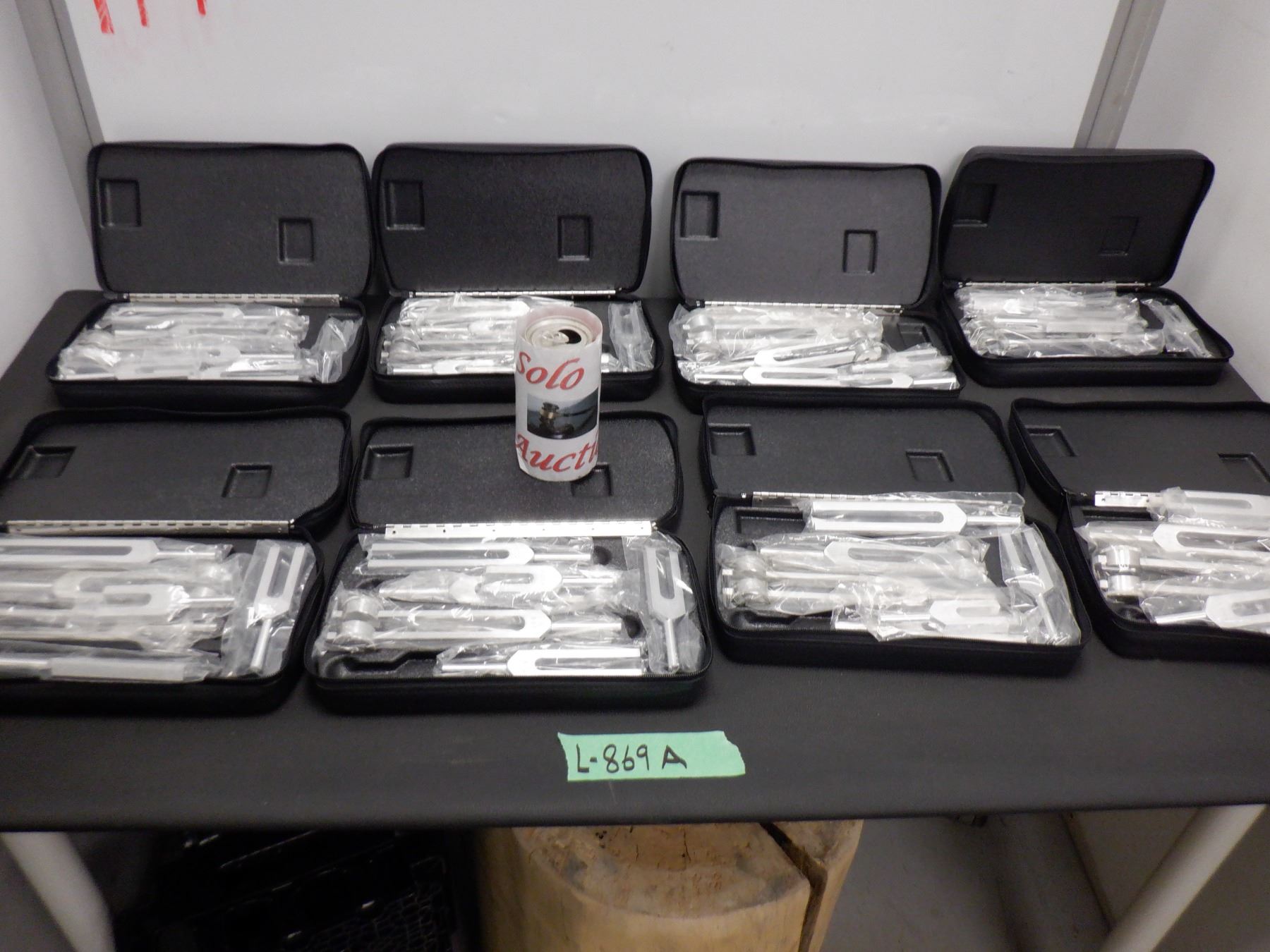 8 sets of tuning forks, metal with plastic carrying cases