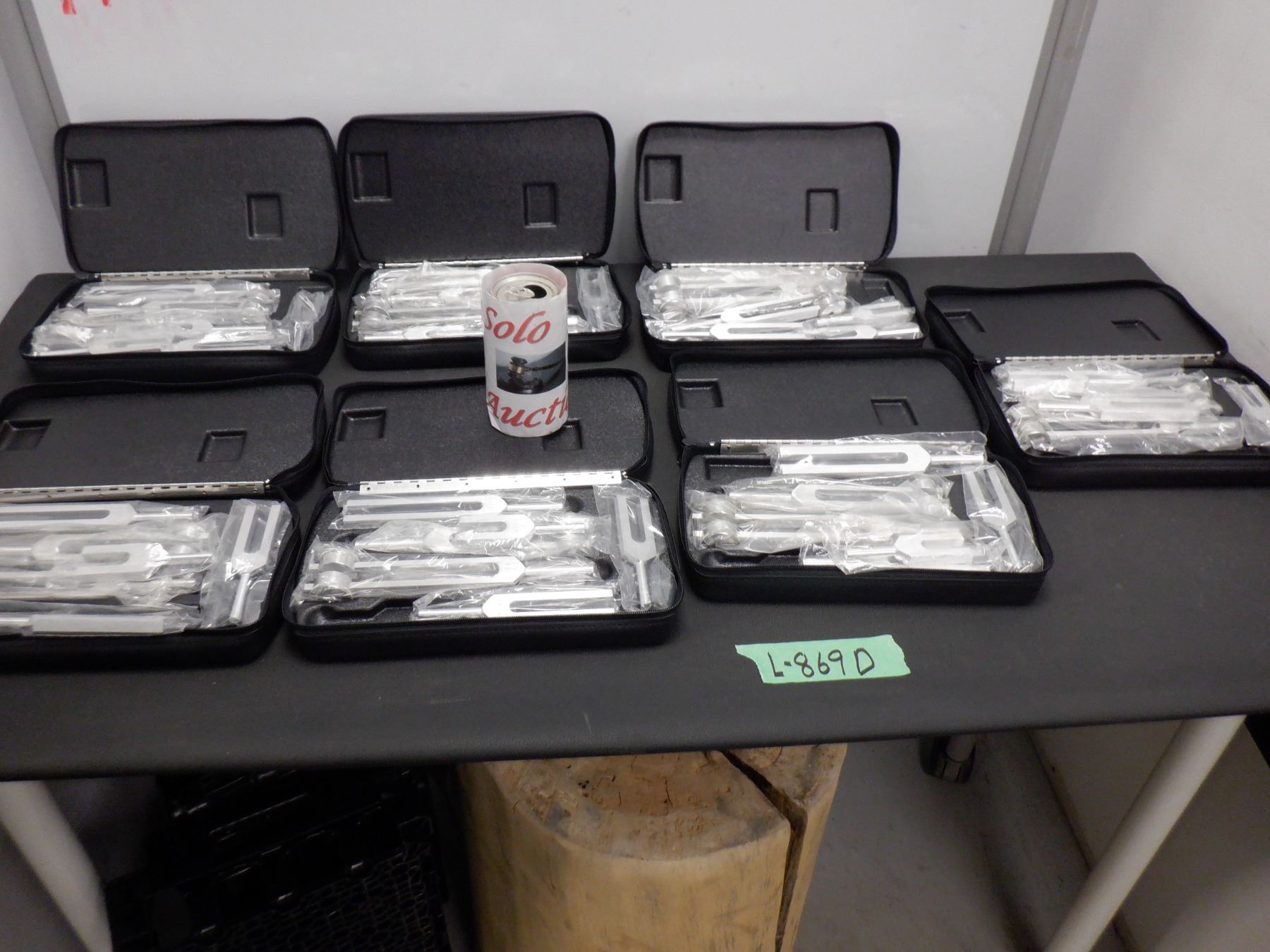 8 sets of tuning forks, metal with plastic carrying cases