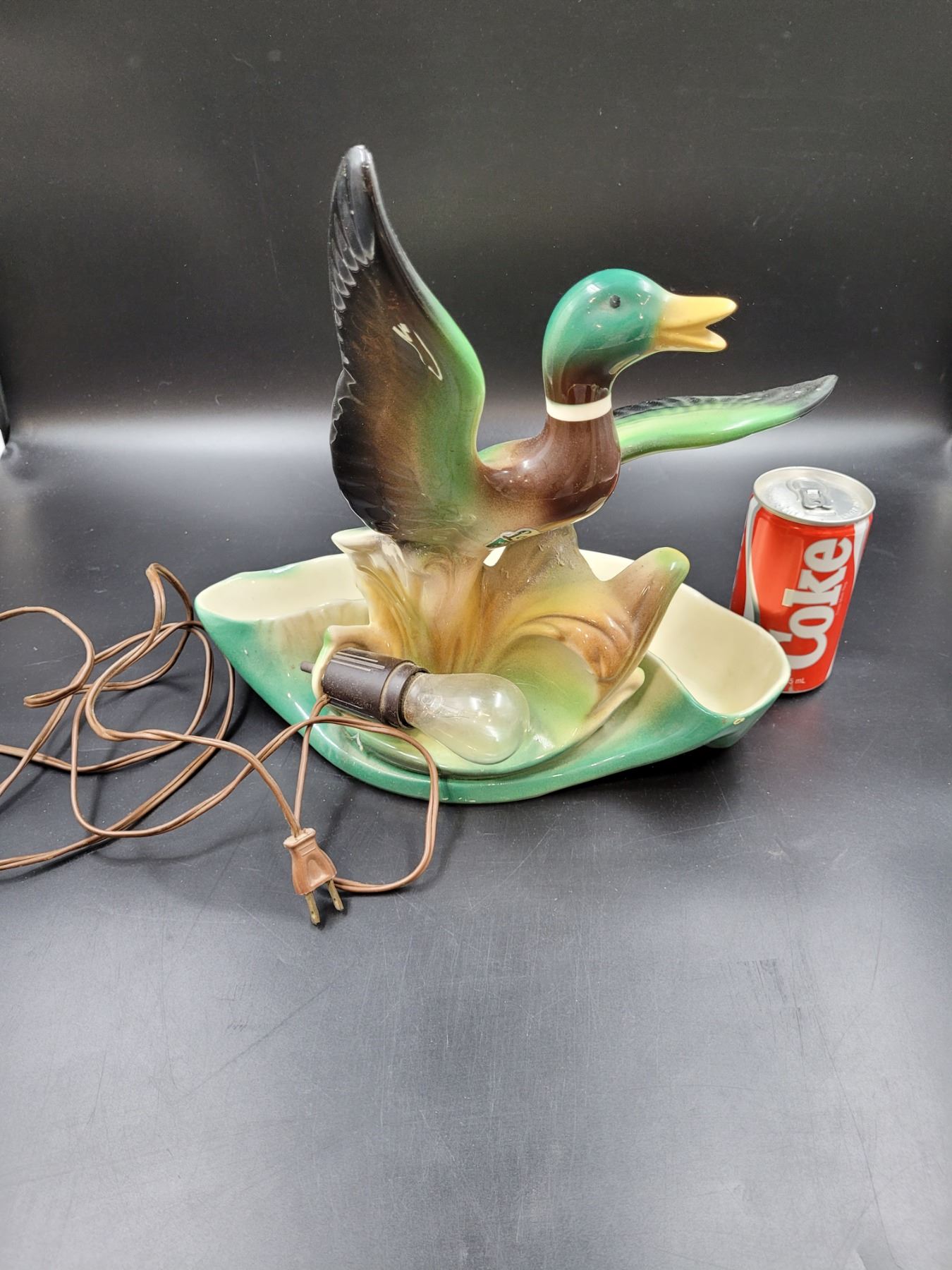 1950's Vintage Mallard Duck Lamp By Lane & Co