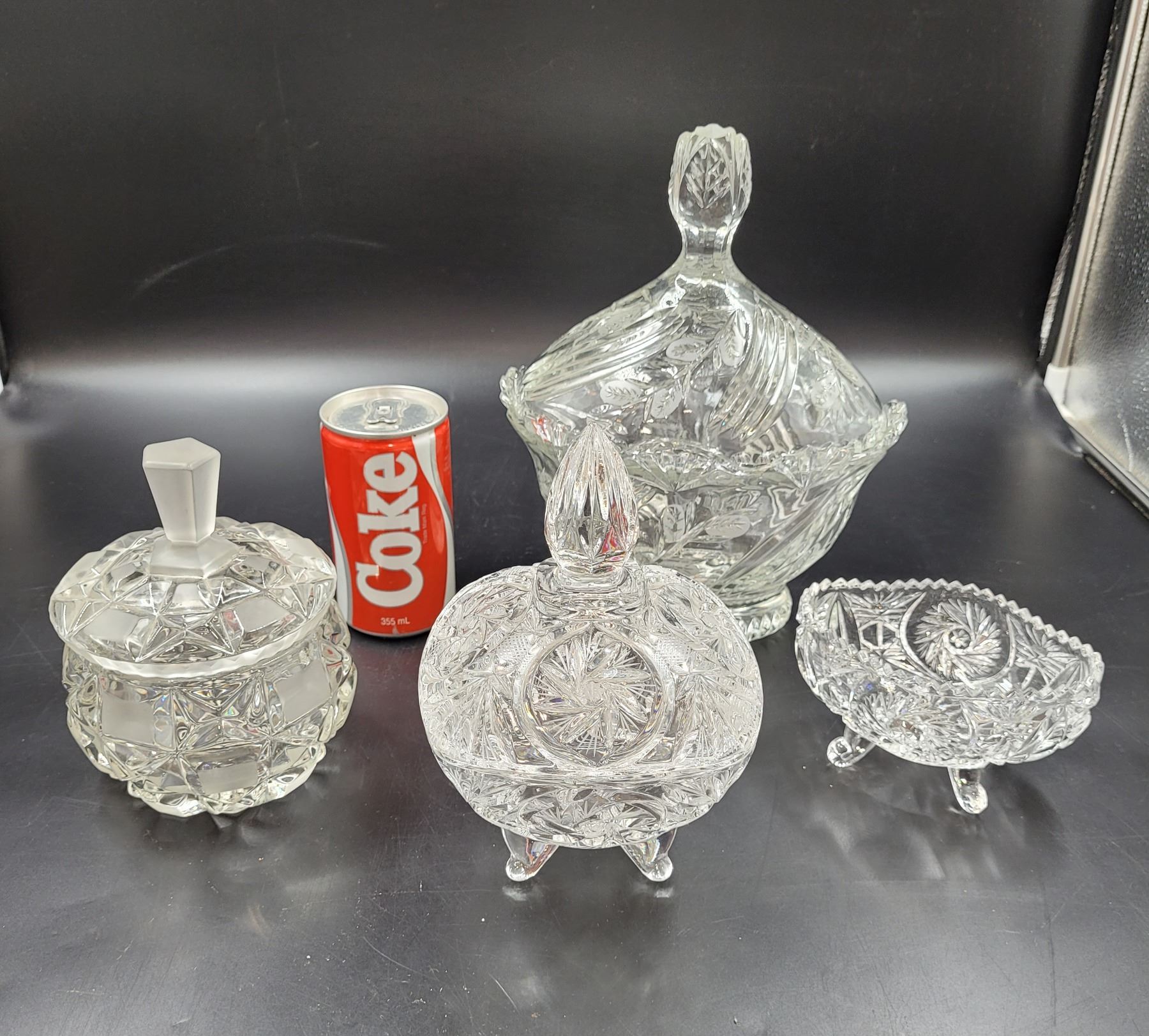 Crystal Lidded Candy Dishes