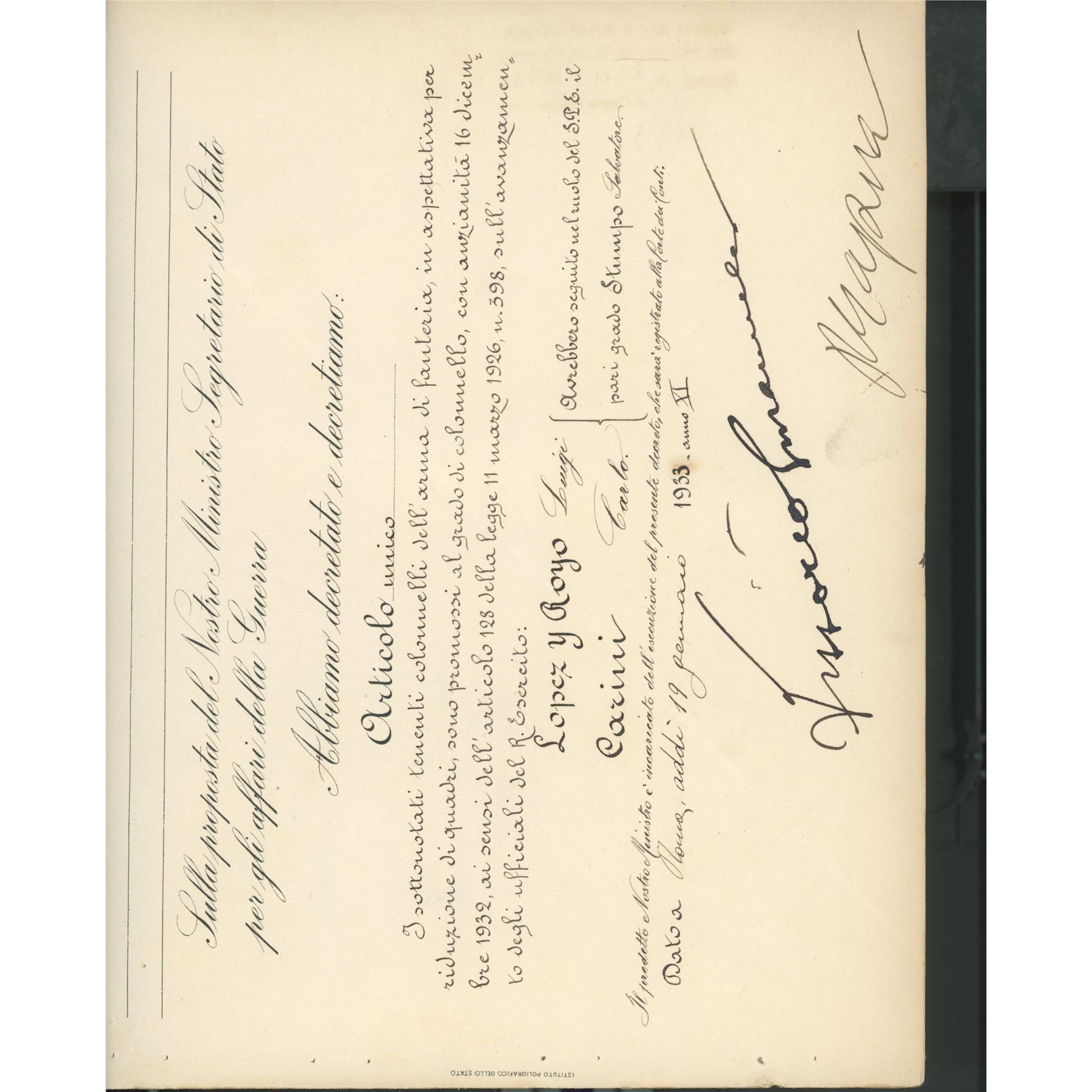 King Victor Emmanuel III signed official decree