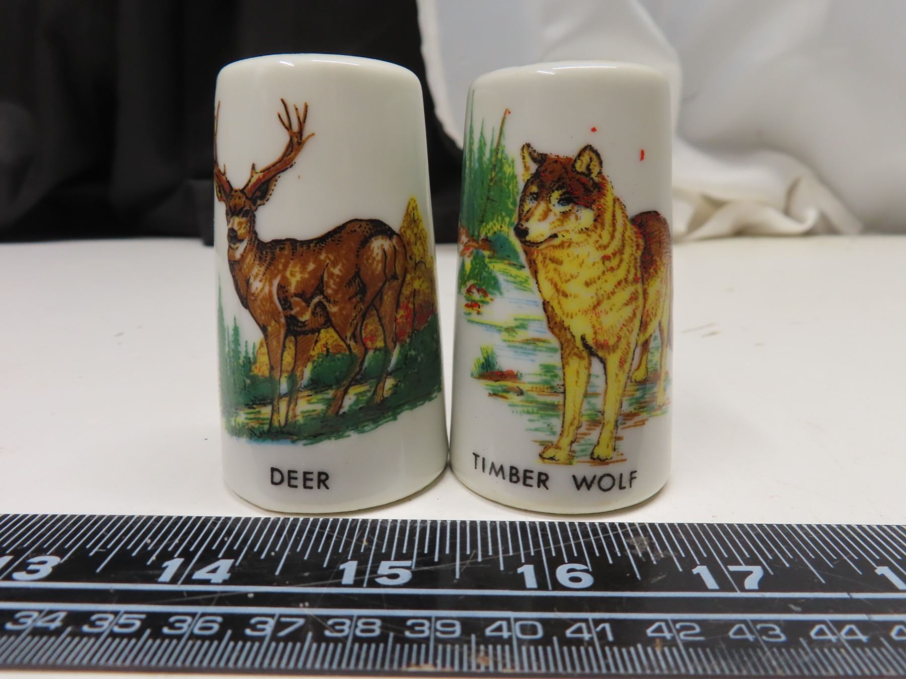 Timber Wolf and Deer Salt & Pepper Shakers