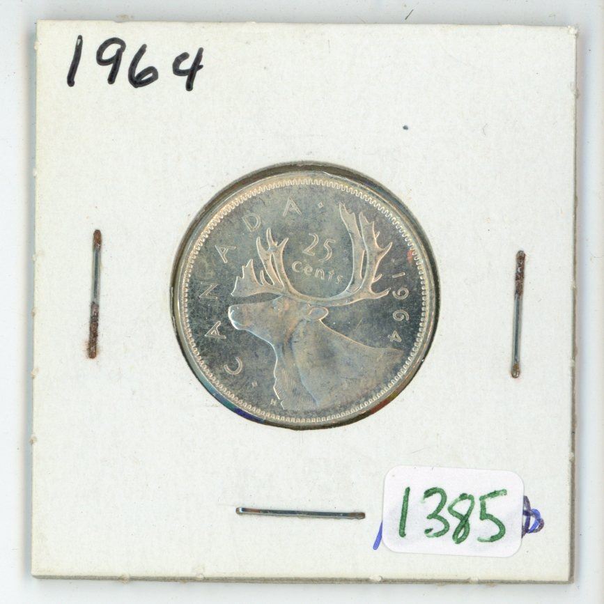 1964 Canadian silver 25 cent coin - Schmalz Auctions