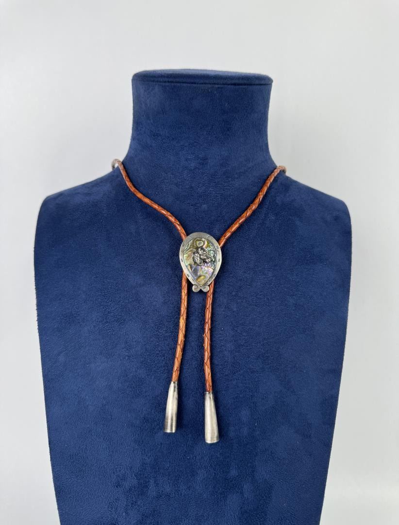 Taxco Mexico Sterling Silver Abalone Bolo Tie