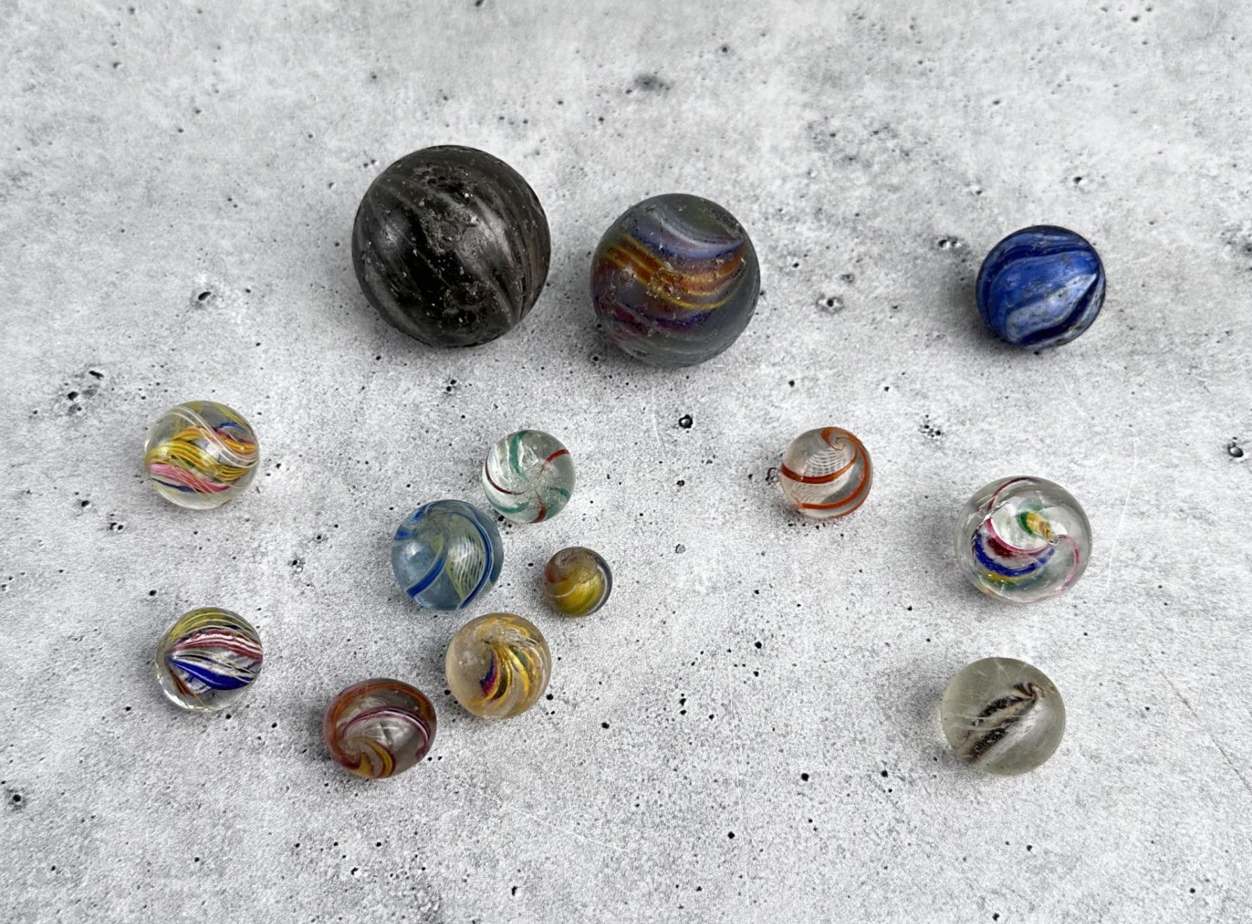 Antique German Blown Glass Swirl Marbles