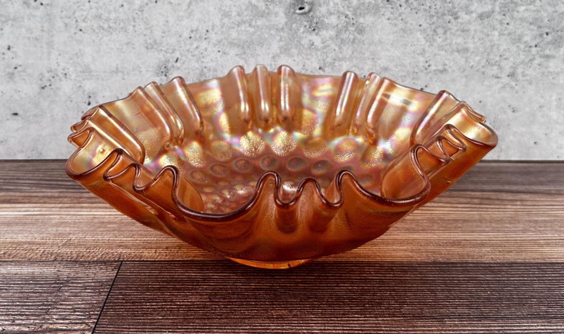 Fenton Coin Dot Marigold Carnival Glass bowl
