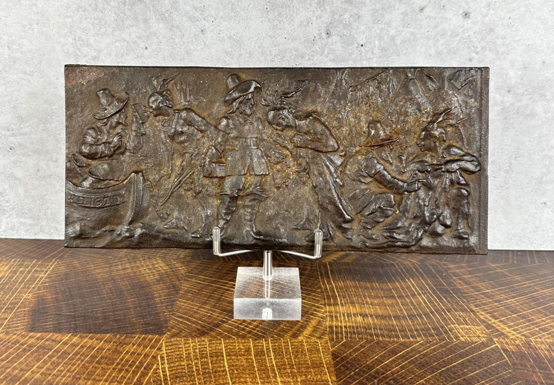 Cast Iron Mayflower Meeting Indians Plaque