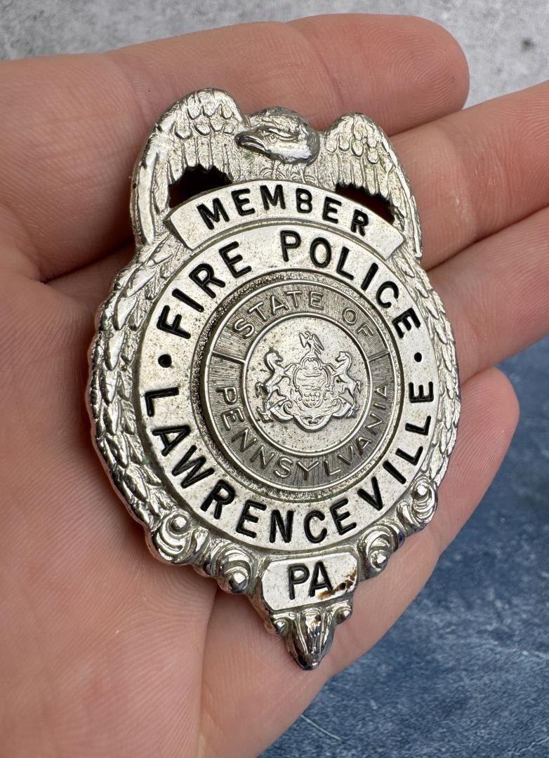 Lawrenceville Pennsylvania Fire Police Hat Badge