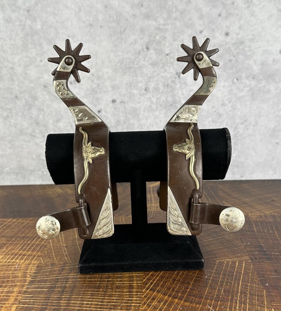 Pair of Montana Silver Overlaid Cowboy Spurs