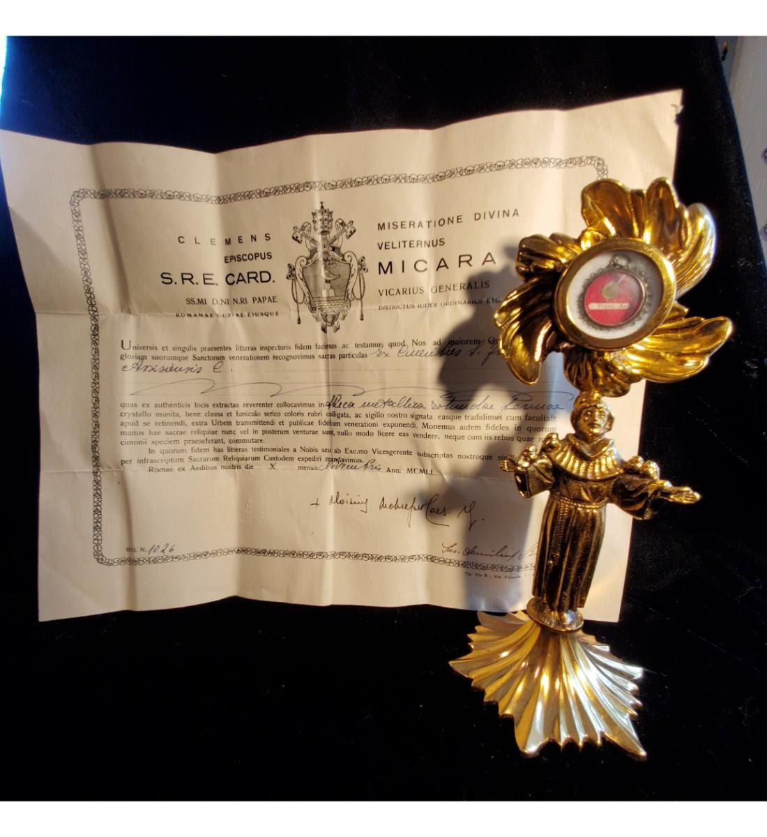 Great 1st class relic of Saint Francis of Assisi with authentication ...