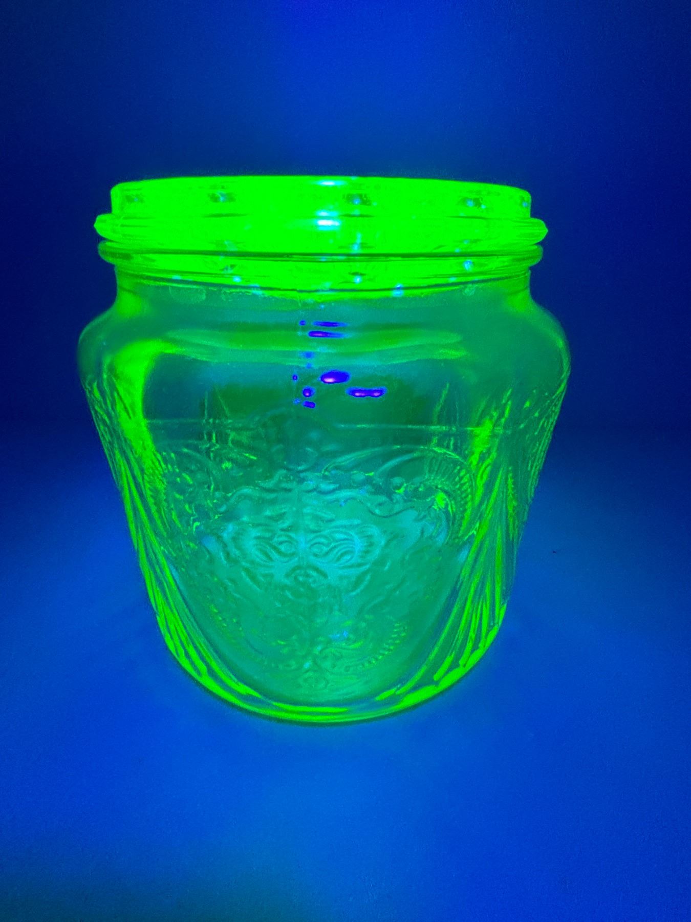 Rare Uranium Glass Flower Frog - 6"x6" - Stunning!