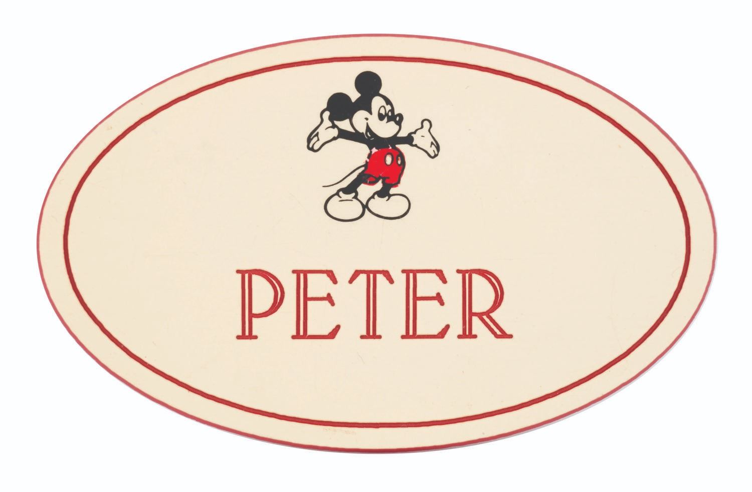 A 1980s Disneyland Cast Member "Peter" Name Tag.