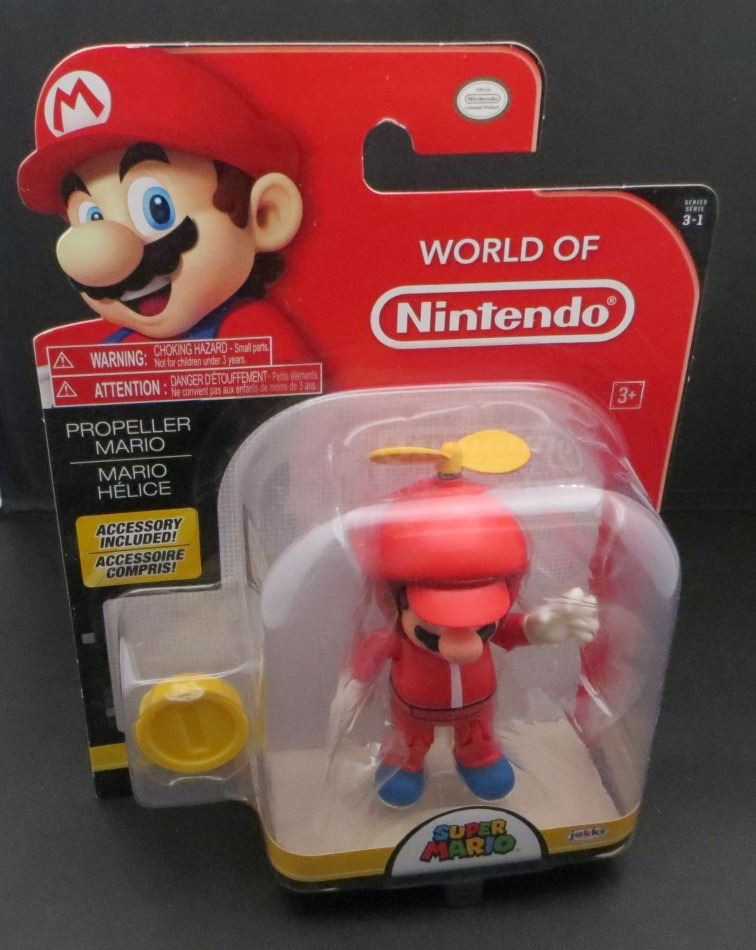 New Jakks Pacific World of Nintendo Propeller Mario Figure With Coin