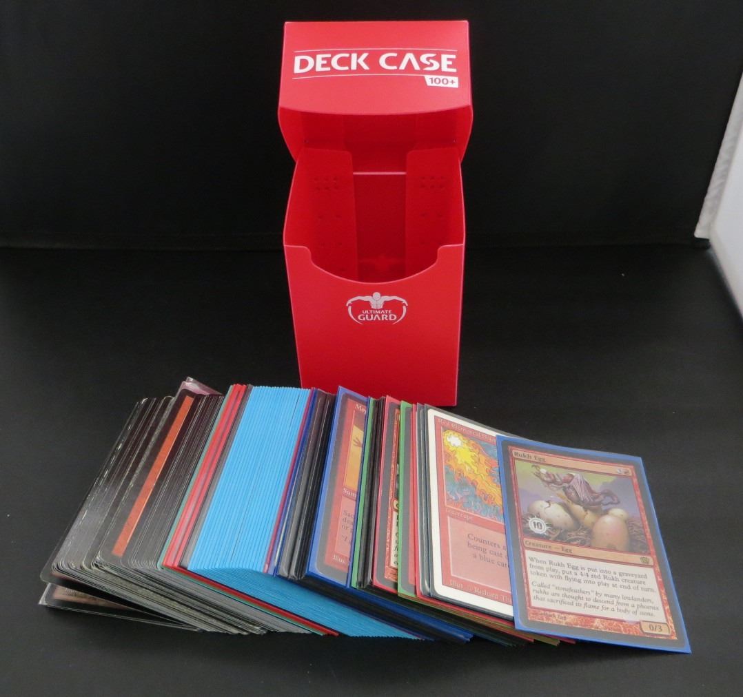 Ultimate Guard Red Deck Box With100+ Older Red Magic The Gathering Cards