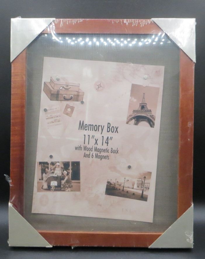 New 11" x 16" Wooden Memory Shadow Box With Magnetic Back & 6 Magnets ...