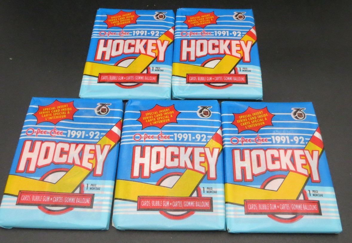 5 Sealed Packs Of 1991-92 OPC Hockey Cards