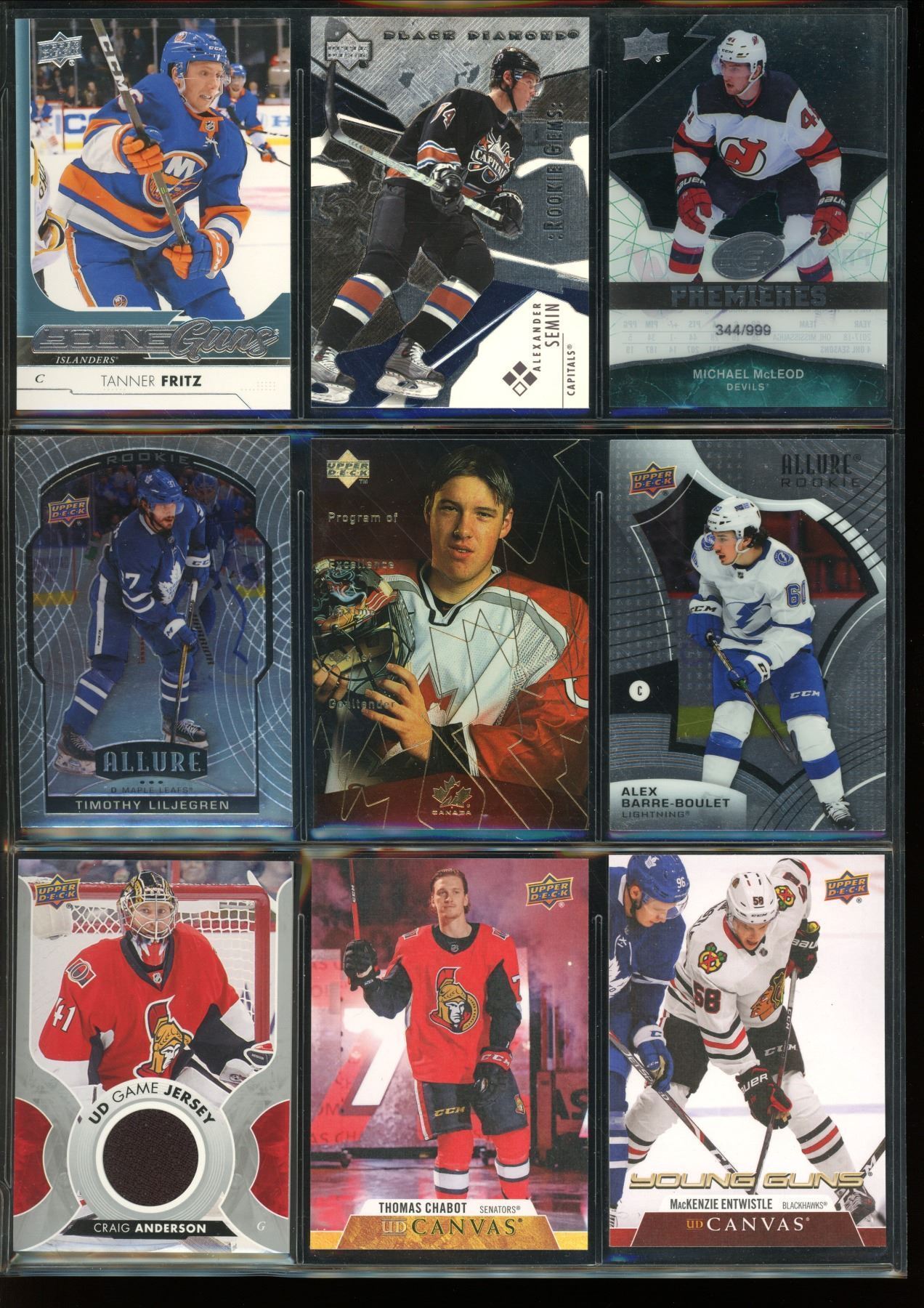 9 NHL Rookie & Insert Hockey Cards Various Teams