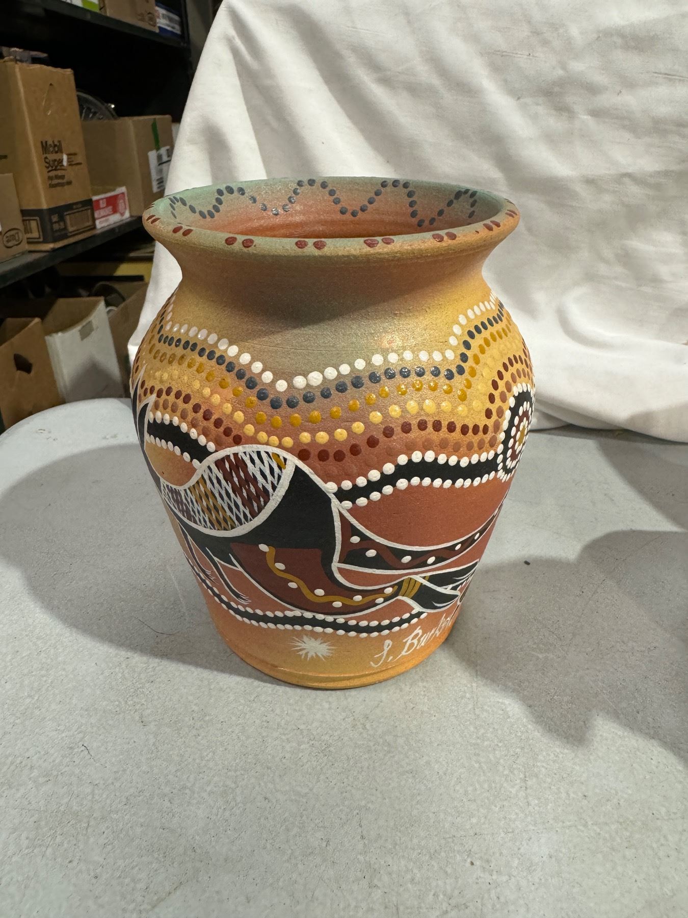 Australian aboriginal, art pottery vase